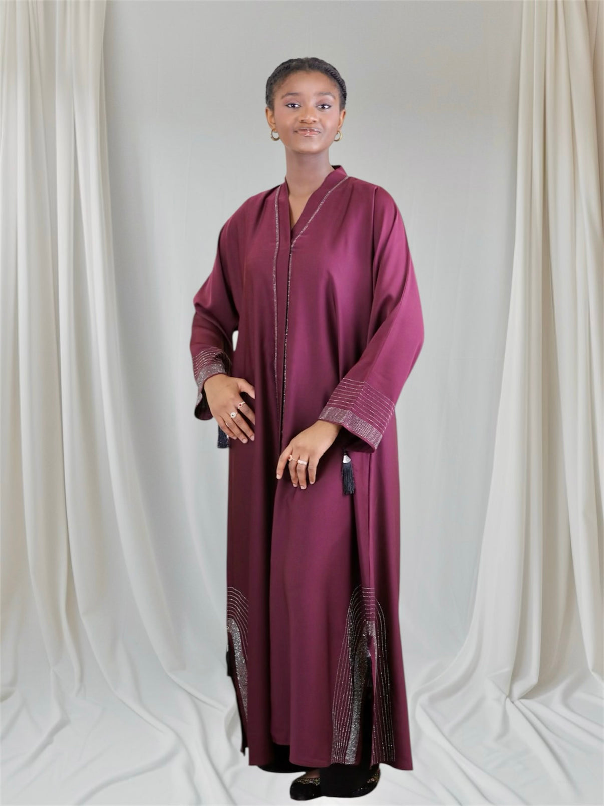 Premium Turkish Abayas– Ayesha's Collection | Burgundy