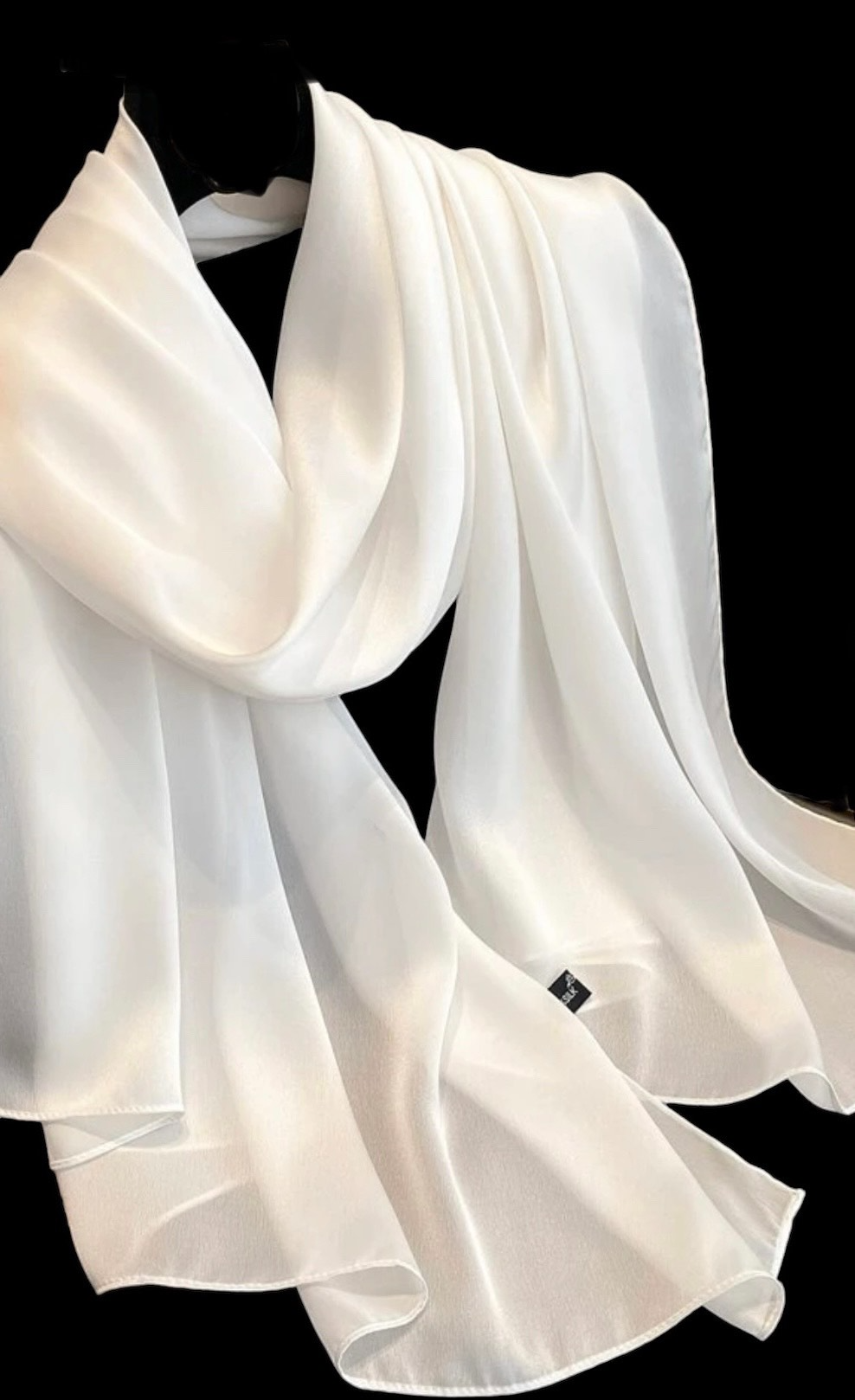 Matte Satin Silk Scarf (White) – Ayesha's Collection